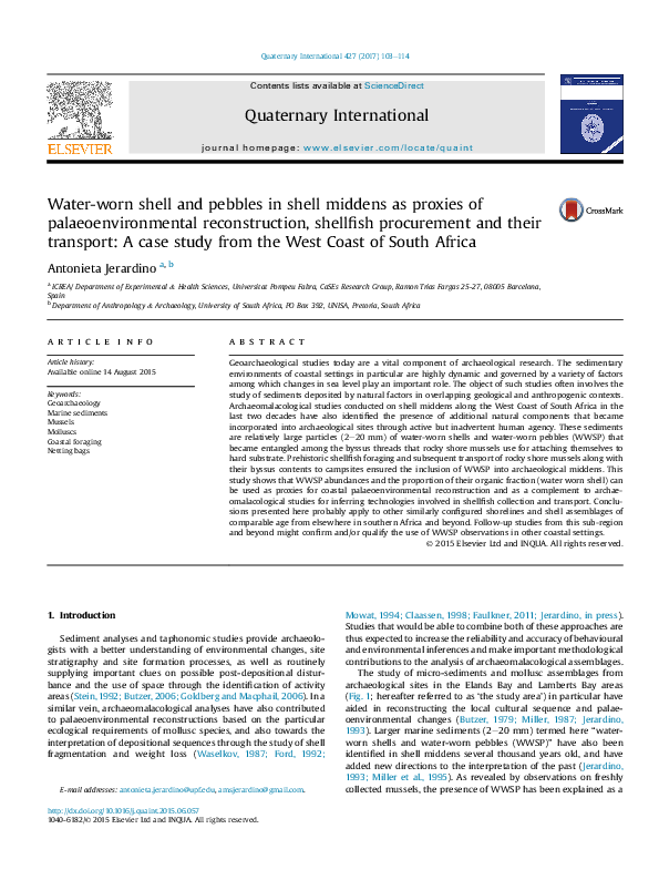 (PDF) Water-worn shell and pebbles in shell middens as proxies of ...