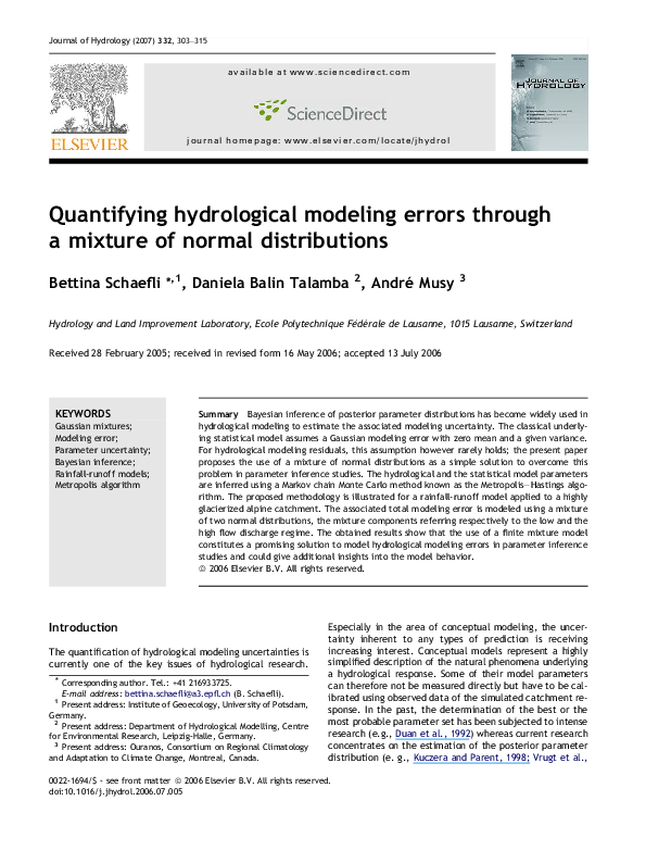 (PDF) Quantifying hydrological modeling errors through a mixture of normal distributions