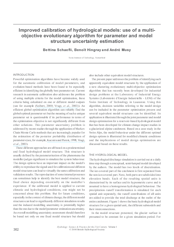Pdf Improved Calibration Of Hydrological Models Use Of A Multi Objective Evolutionary