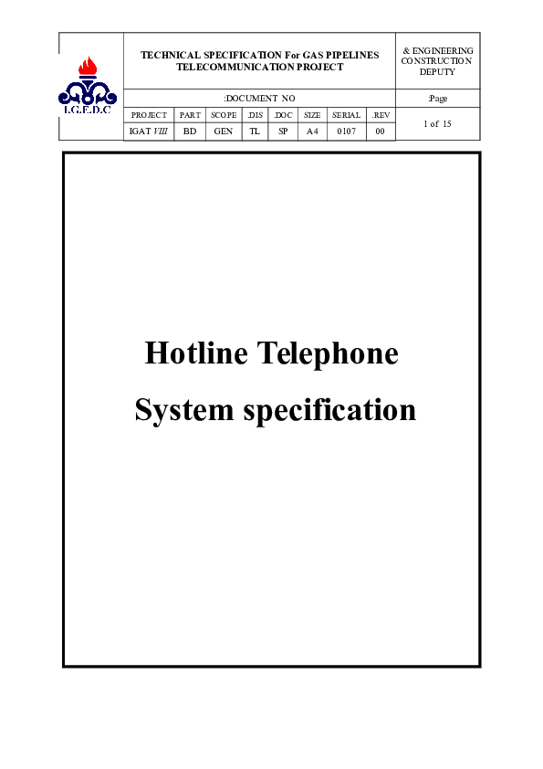 (DOC) Hotline Telephone System specification