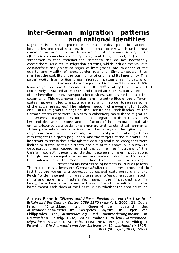 (DOC) Inter-German migration patterns and national identities
