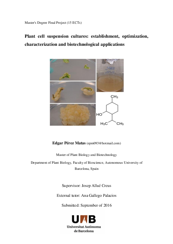 (PDF) Master's Degree Final Project: Plant cell suspension cultures ...