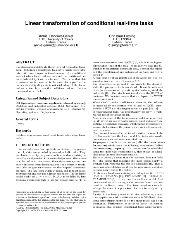 (PDF) Linear transformation of conditional real-time tasks | Christian ...