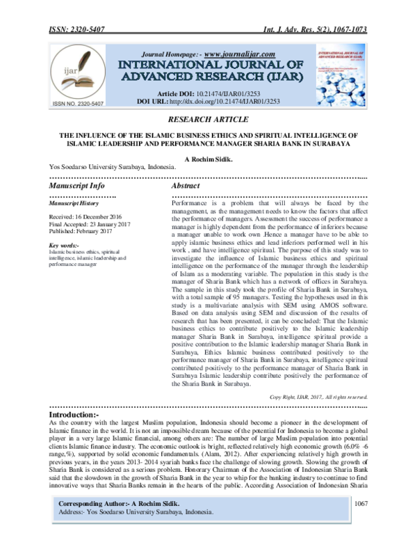 (PDF) THE INFLUENCE OF THE ISLAMIC BUSINESS ETHICS AND SPIRITUAL ...