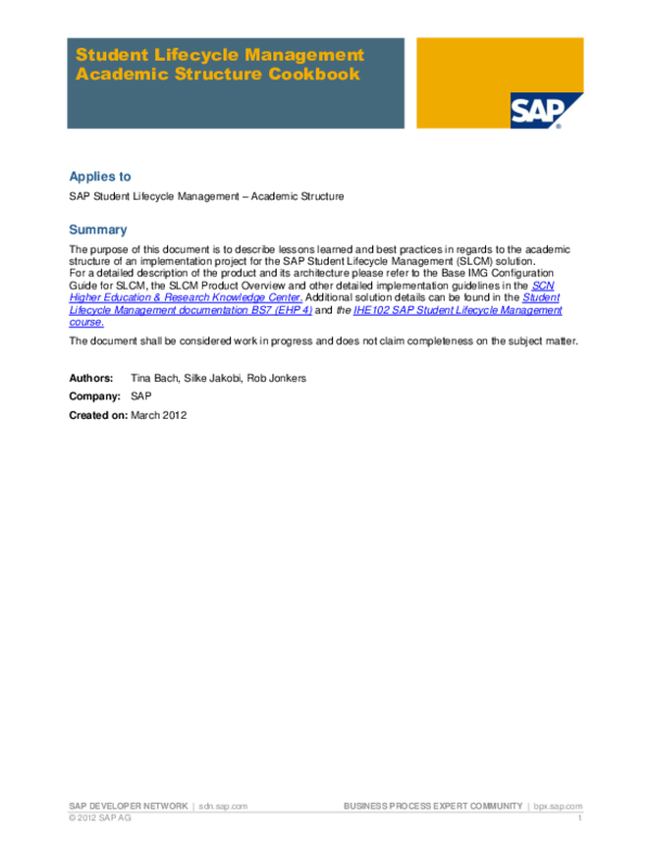 (PDF) Student Lifecycle Management Academic Structure Cookbook Applies ...