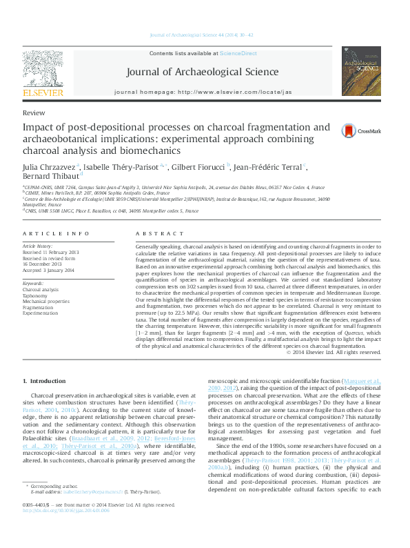 (PDF) Impact of post-depositional processes on charcoal fragmentation ...