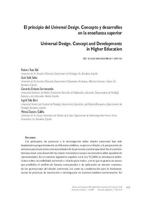 (PDF) Universal Design. Concept and Developments in Higher Education