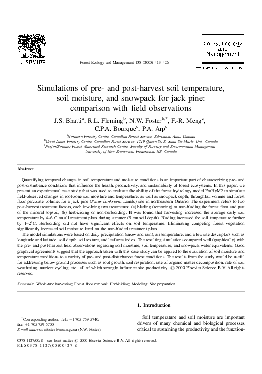 (PDF) Simulations of pre- and post-harvest soil temperature, soil ...