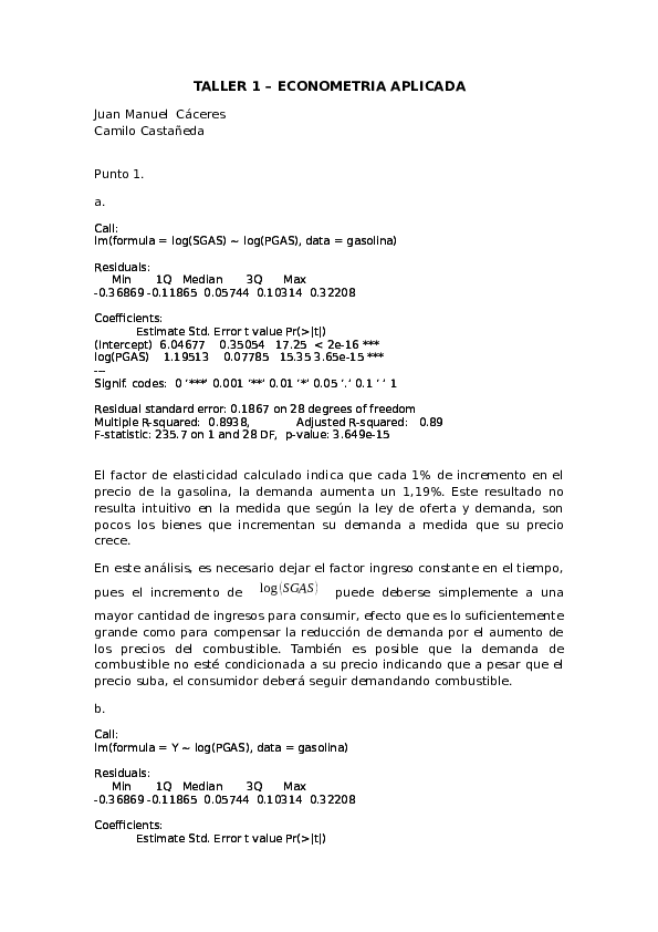 (DOC) TALLER 1 – ECONOMETRIA APLICADA