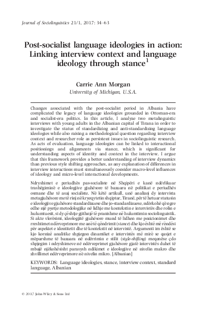 (PDF) Post-socialist language ideologies in action: Linking interview ...