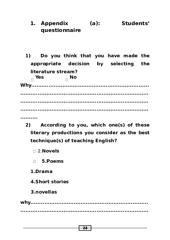 (DOC) Appendix (a): Students' questionnaire