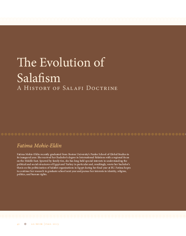 (PDF) The Evolution of Salafism: A History of Salafi Doctrine