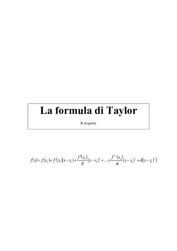 (PDF) La formula di Taylor