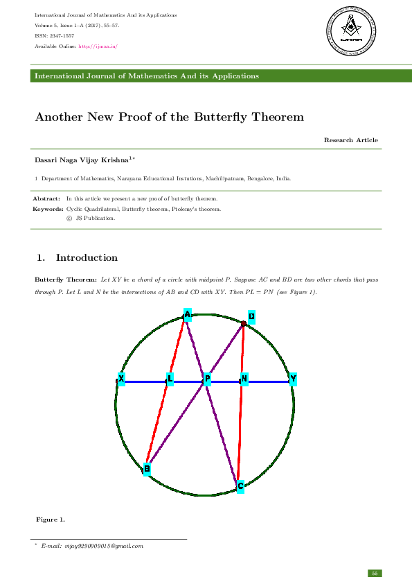 (PDF) Another New Proof of the Butterfly Theorem