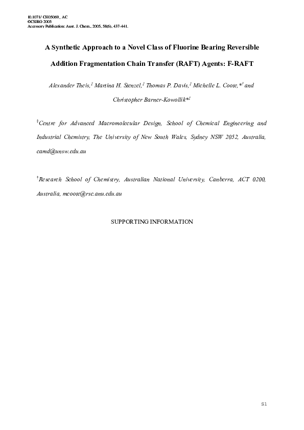 (PDF) Addition Fragmentation Chain Transfer (RAFT) Agents: F-RAFT