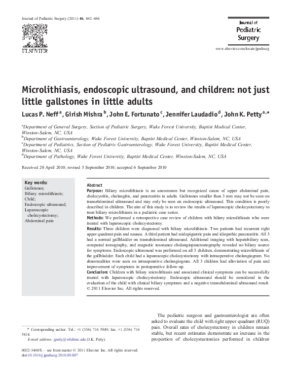 (PDF) Microlithiasis, endoscopic ultrasound, and children: not just ...