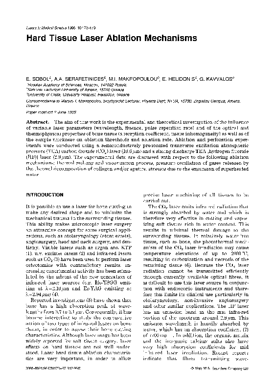 (PDF) Hard tissue laser ablation mechanisms