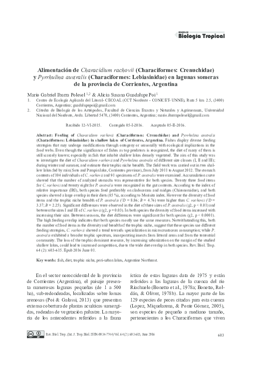 (PDF) Alimentación de Characidium rachovii (Characiformes: Crenuchidae ...