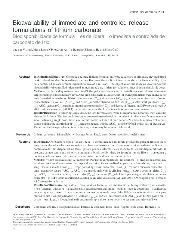 (PDF) Bioavailability of immediate and controlled release formulations ...