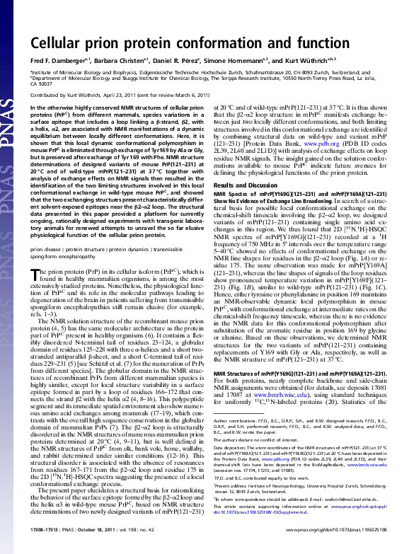 (PDF) Cellular prion protein conformation and function