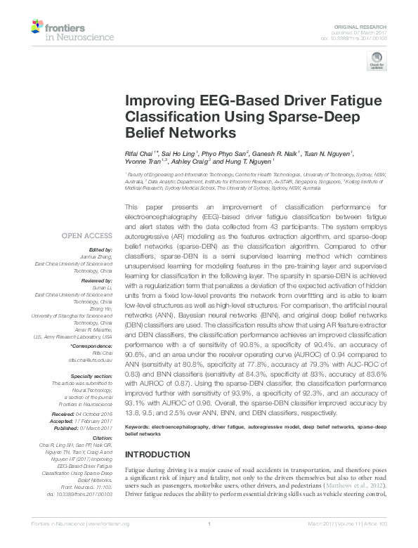 Improving Eeg Based Driver Fatigue Classification Using Sparse Deep
