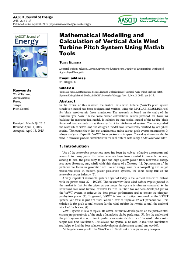 (PDF) AASCIT Journal of Energy Mathematical Modelling and Calculation ...