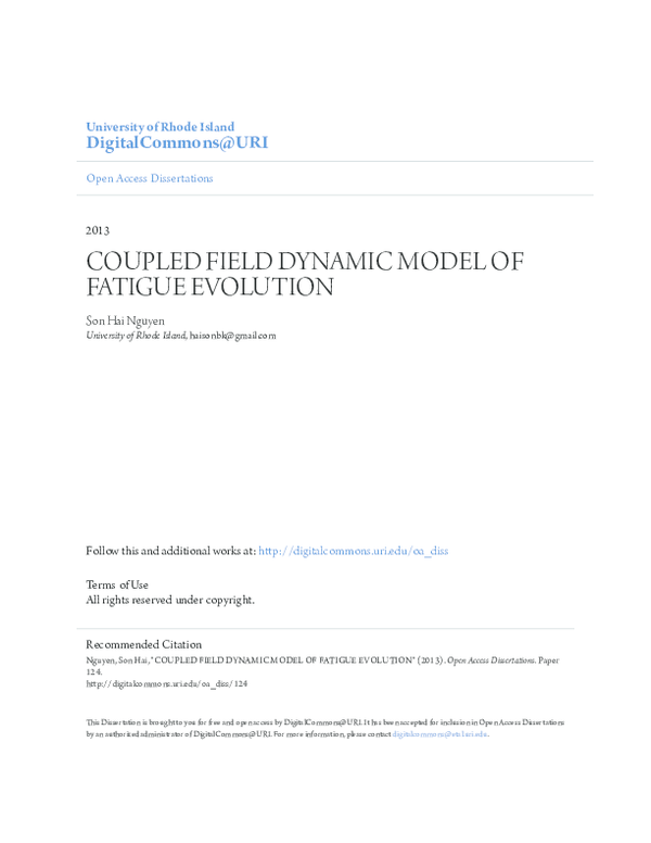 (PDF) Coupled Field Dynamic Model of Fatigue Evolution in Structures