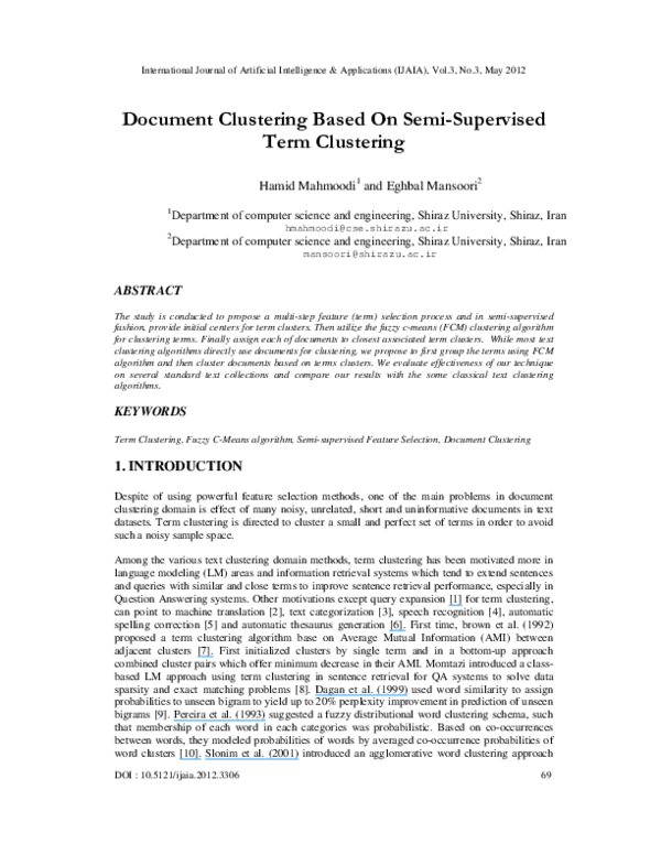 (PDF) Document Clustering Based on Semi-Supervised Term Clustering (PDF) Document Clustering Based on Semi-Supervised Term Clustering