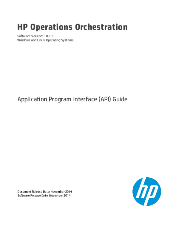 (PDF) HP Operations Orchestration Application Program Interface (API) Guide