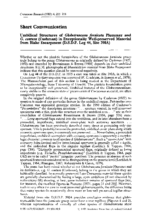 (PDF) Umbilical structures of Globotruncana fornicata plummer and G ...