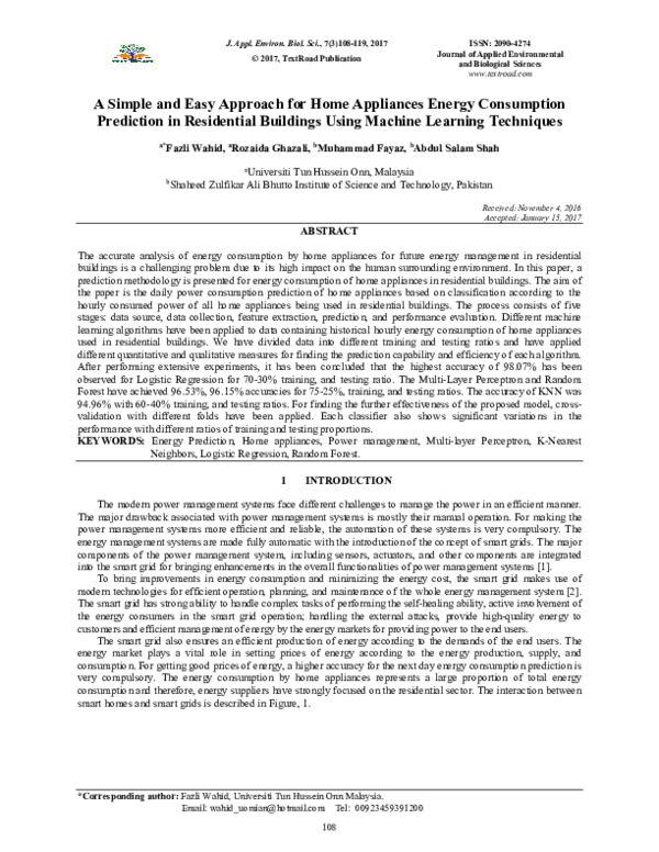 (PDF) A Simple and Easy Approach for Home Appliances Energy Consumption ...