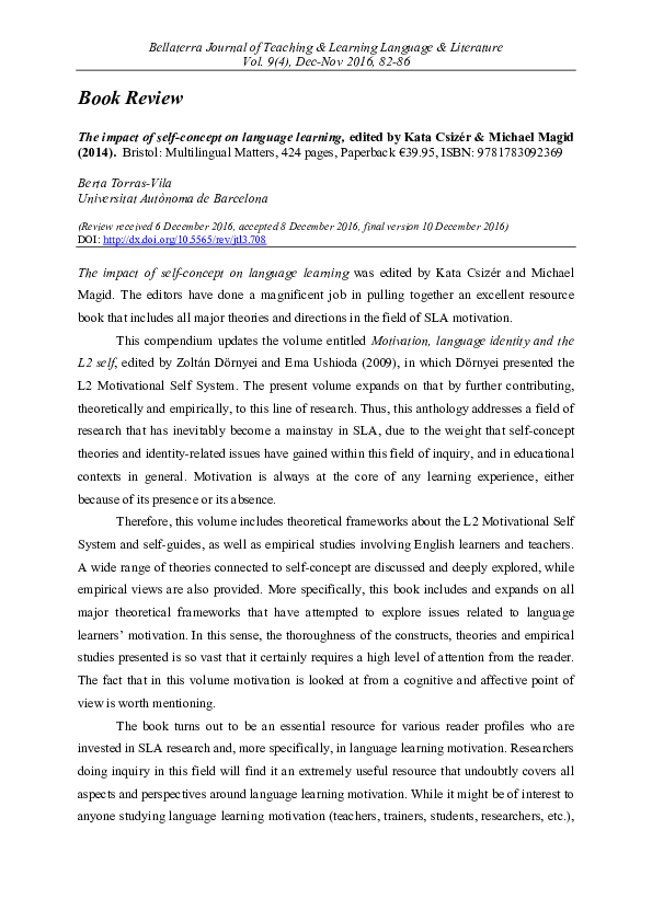(PDF) The impact of self-concept on language learning, edited by Kata ...