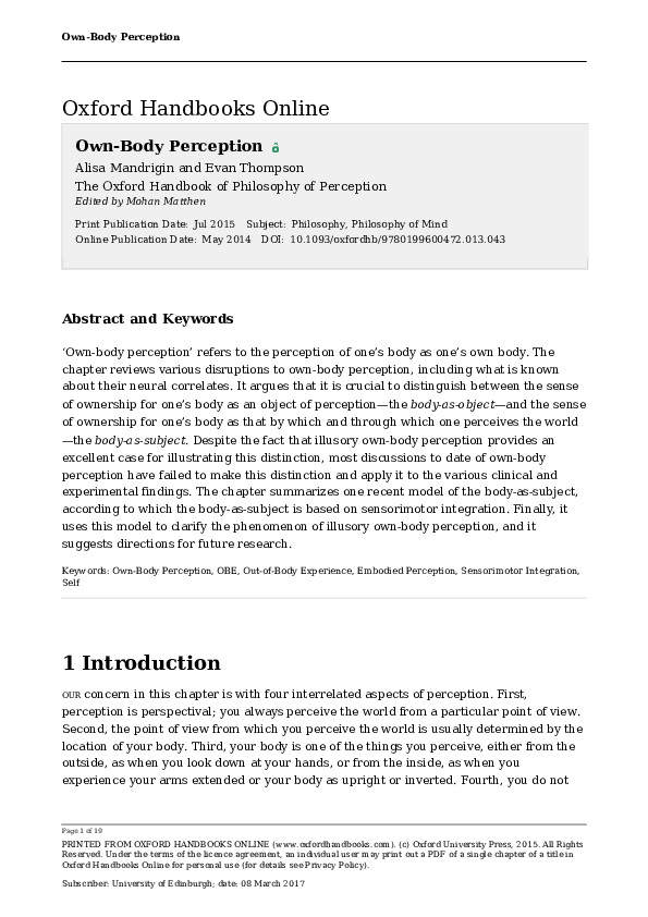 (PDF) Own-Body Perception