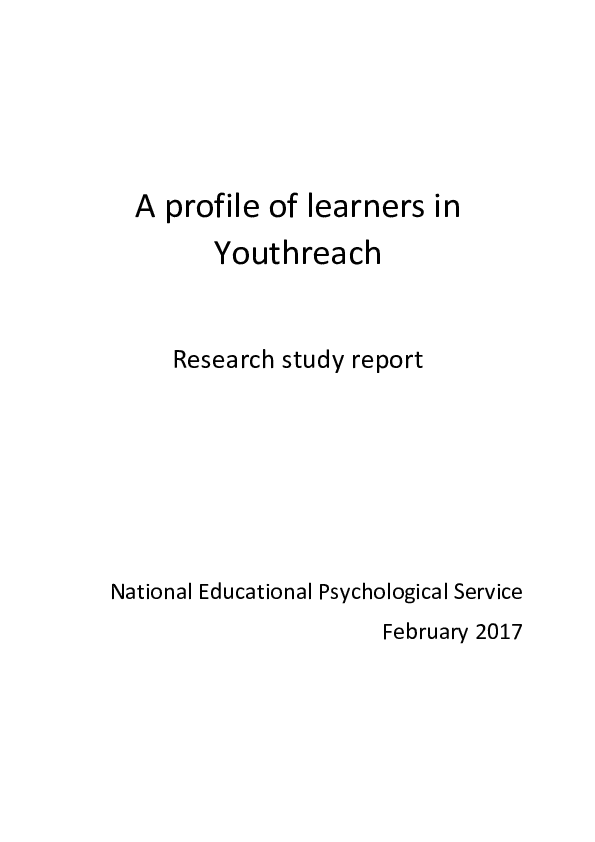 (PDF) Profiling Youthreach learners: NEPS research study report