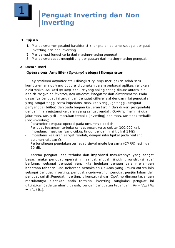(DOC) Penguat inverting dan non inverting