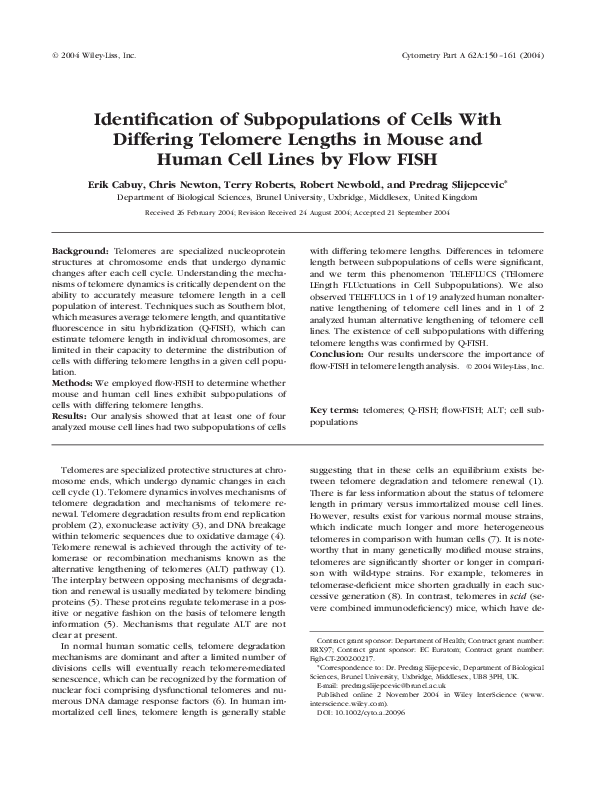 (PDF) Identification of subpopulations of cells with differing telomere ...