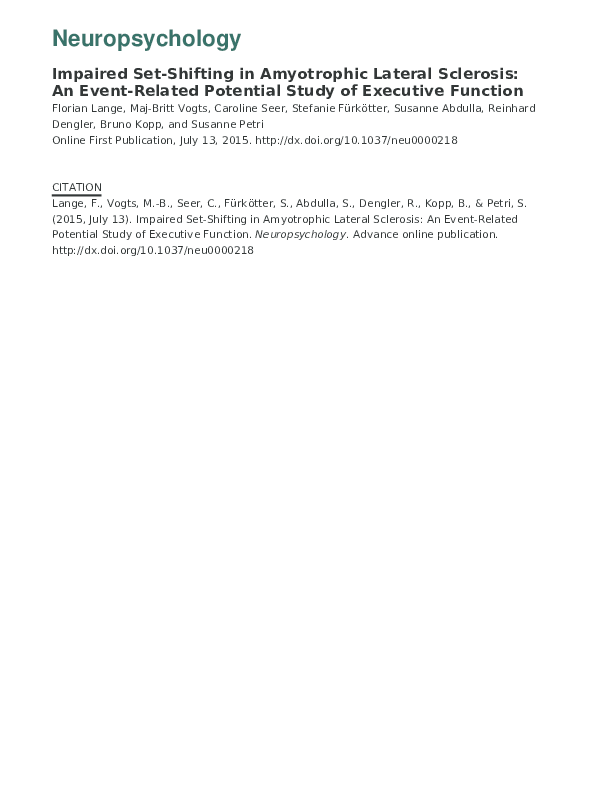 (PDF) Impaired Set-Shifting in Amyotrophic Lateral Sclerosis: An Event ...