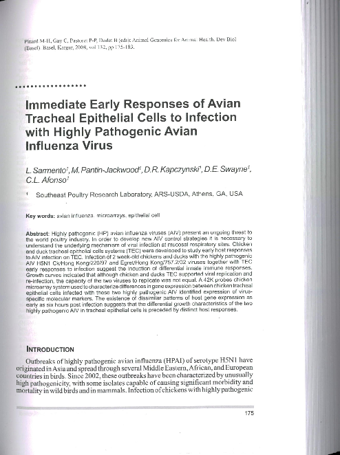 (PDF) Immediate Early Responses of Avian Tracheal Epithelial Cells to ...