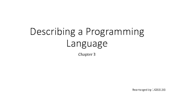 (PDF) Chapter 3: Describing a Programming Language