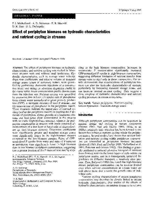 (PDF) Effect of periphyton biomass on hydraulic characteristics and ...