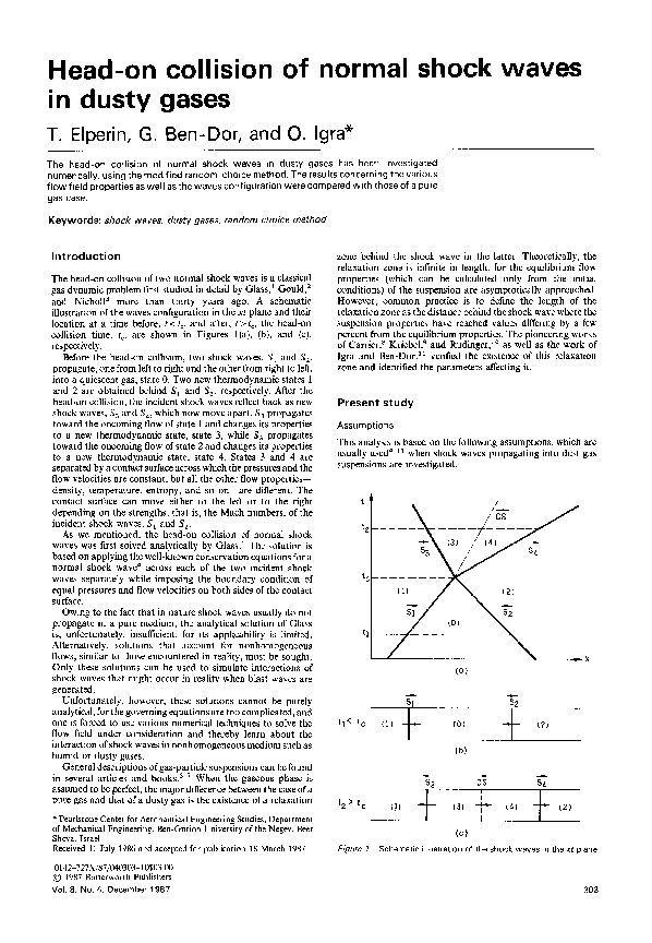 (PDF) Head-on collision of normal shock waves in dusty gases
