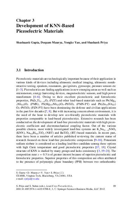 (PDF) Development of KNN-Based Piezoelectric Materials