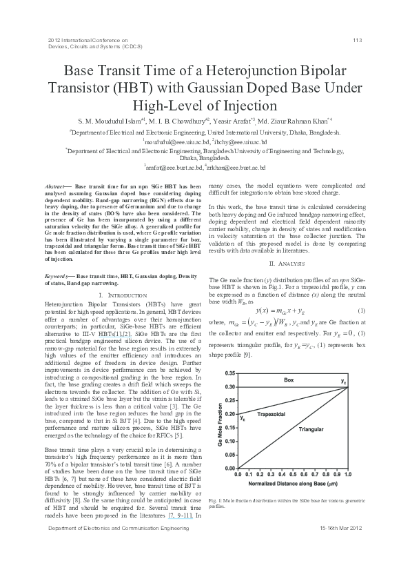 (PDF) Base transit time of a heterojunction bipolar transistor (HBT ...