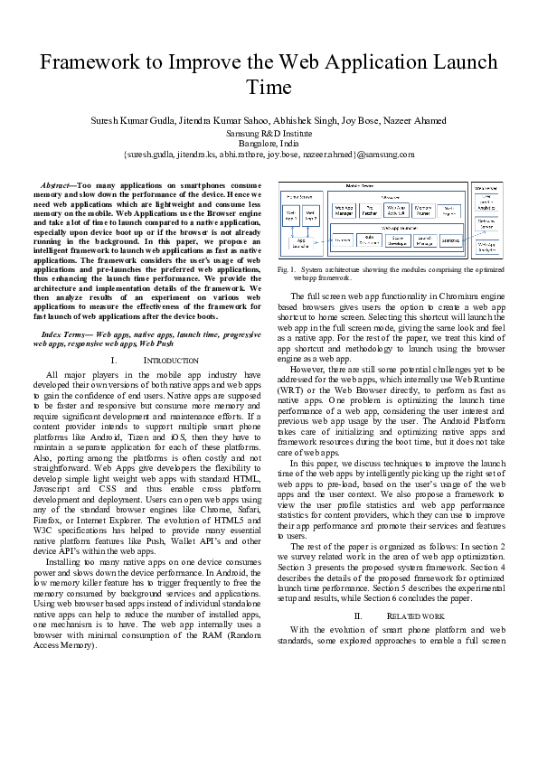 (PDF) Framework to Improve the Web Application Launch Time