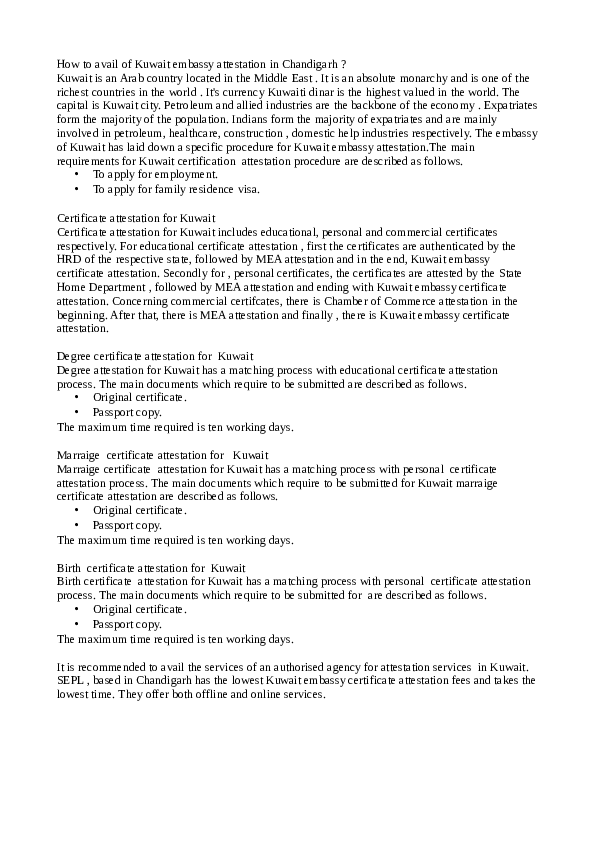 Educational Certificate Attestation for Kuwait | MEA Certificate ...