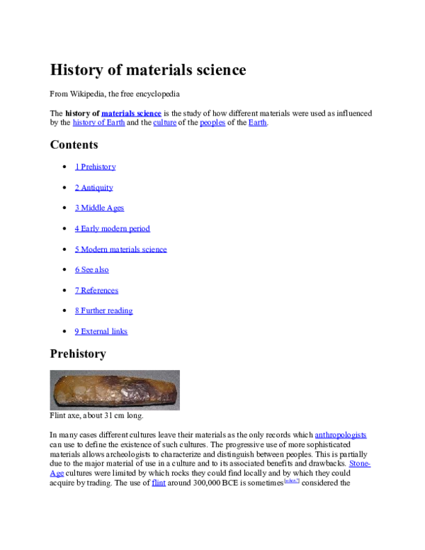 (DOC) History of materials science