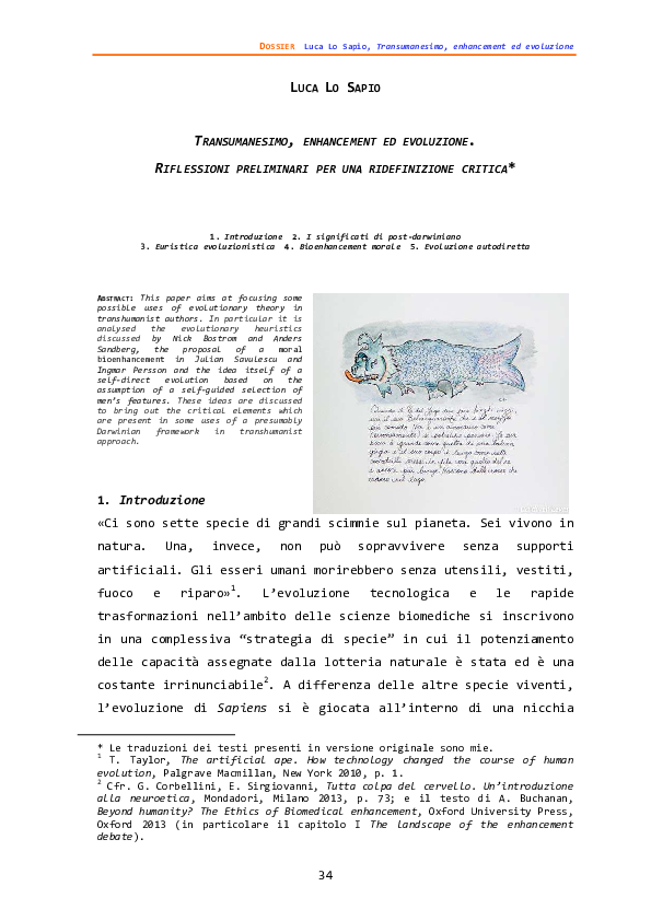 (PDF) LUCA LO SAPIO TRANSUMANESIMO, ENHANCEMENT ED EVOLUZIONE ...