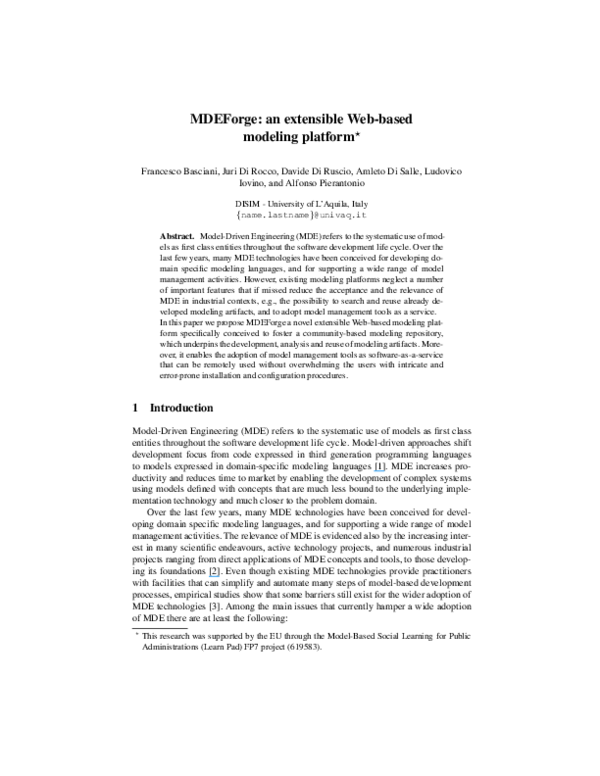 (PDF) MDEForge: an extensible Web-based modeling platform⋆
