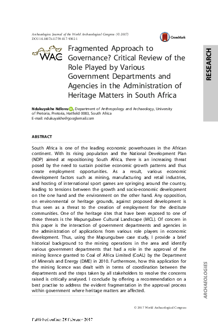 (PDF) Fragmented Approach to Governance? Critical Review of the Role ...