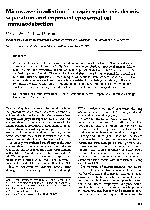 (PDF) Microwave irradiation for rapid epidermis-dermis separation and ...